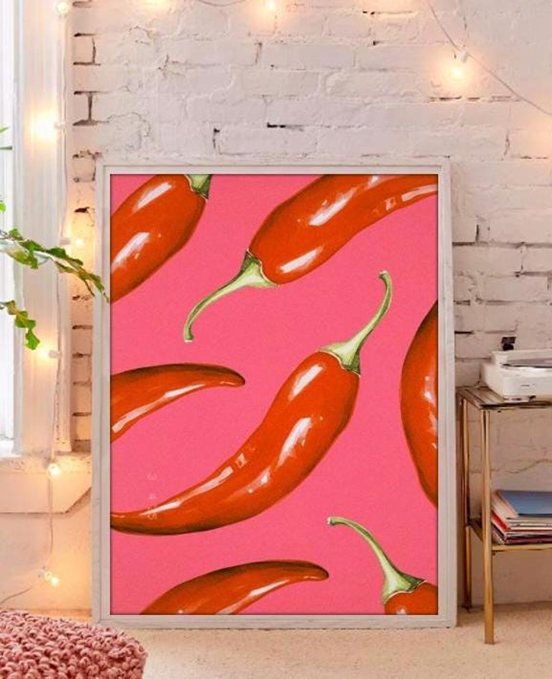 Chili Pepper Print | Chili Pepper Poster | Chili Wall Print | Bar Cart ...