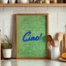 Ciao Tile Print, Italian Tile Green Art Print, Green Kitchen Wall Art ...