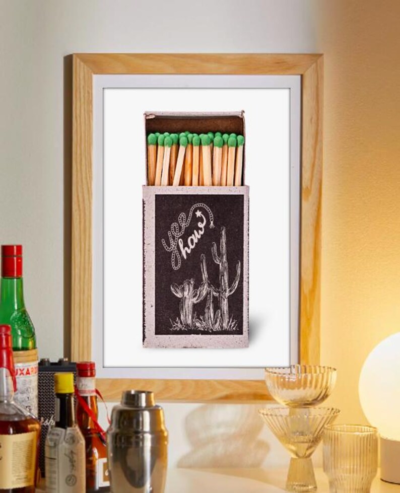 Western Matchbook Art Print, Coastal Cowgirl Print, Bar Cart Decor ...