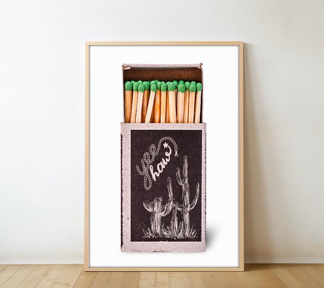 Western Matchbook Art Print, Coastal Cowgirl Print, Bar Cart Decor ...
