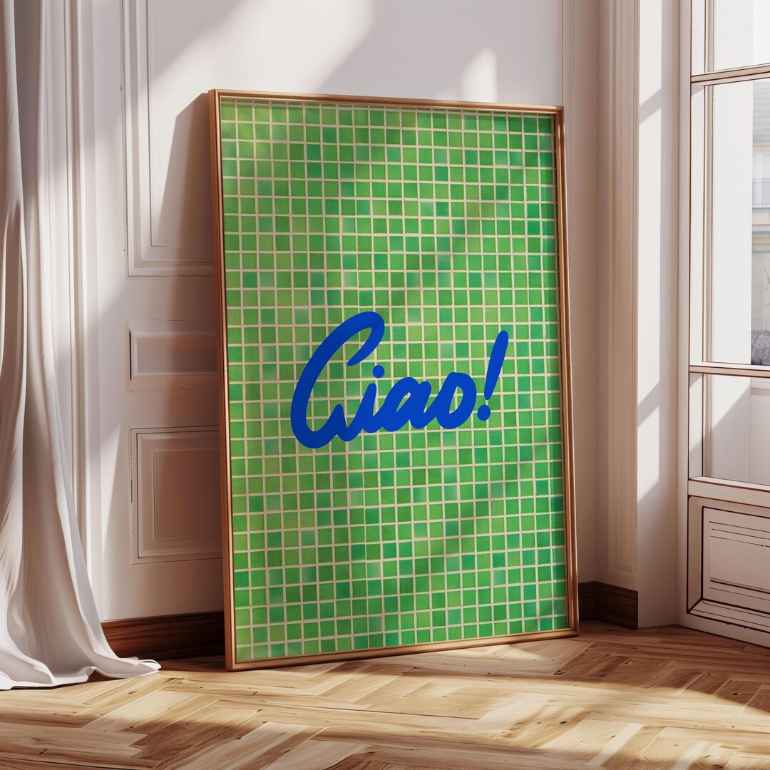 Ciao Tile Print, Italian Tile Green Art Print, Green Kitchen Wall Art ...