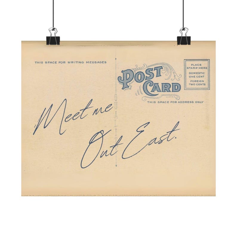 Vintage Beach Postcard Poster, Meet Me Out East Print, Hamptons Wall ...