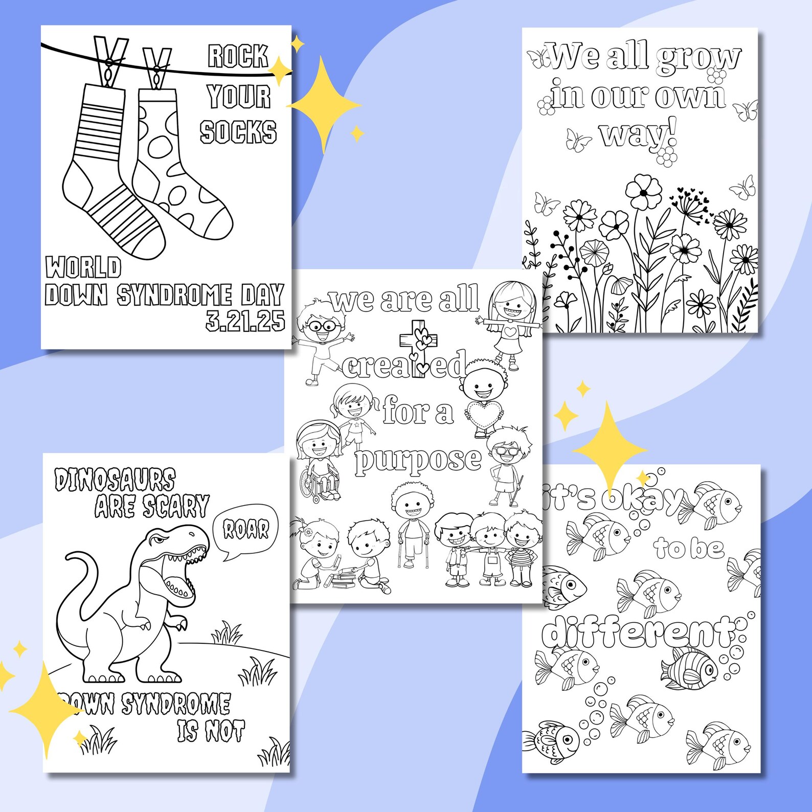 Down Syndrome Coloring Pages, WDSD School Resource, 9 Art Pages ...