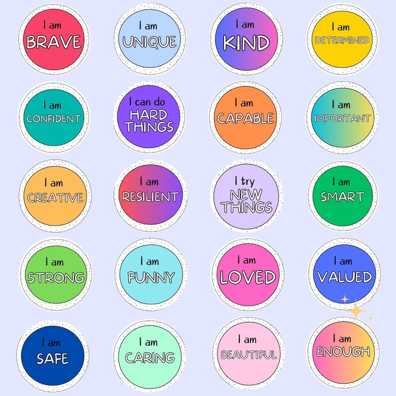 Kids Affirmation Cards: Positive Circle Prints for Preschool (digital ...