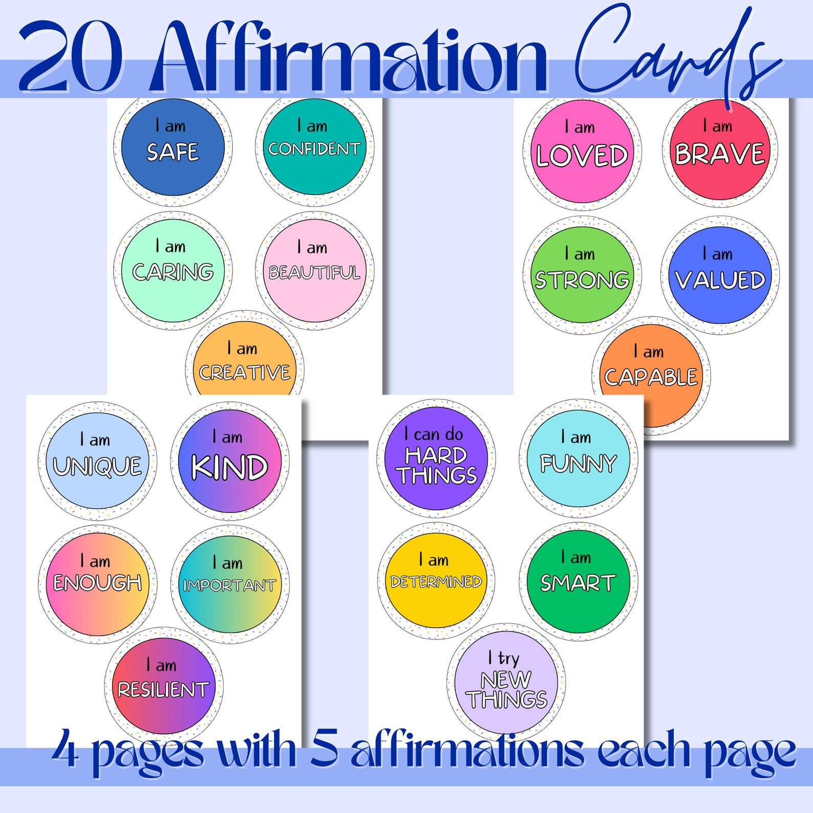 Kids Affirmation Cards: Positive Circle Prints for Preschool (digital ...