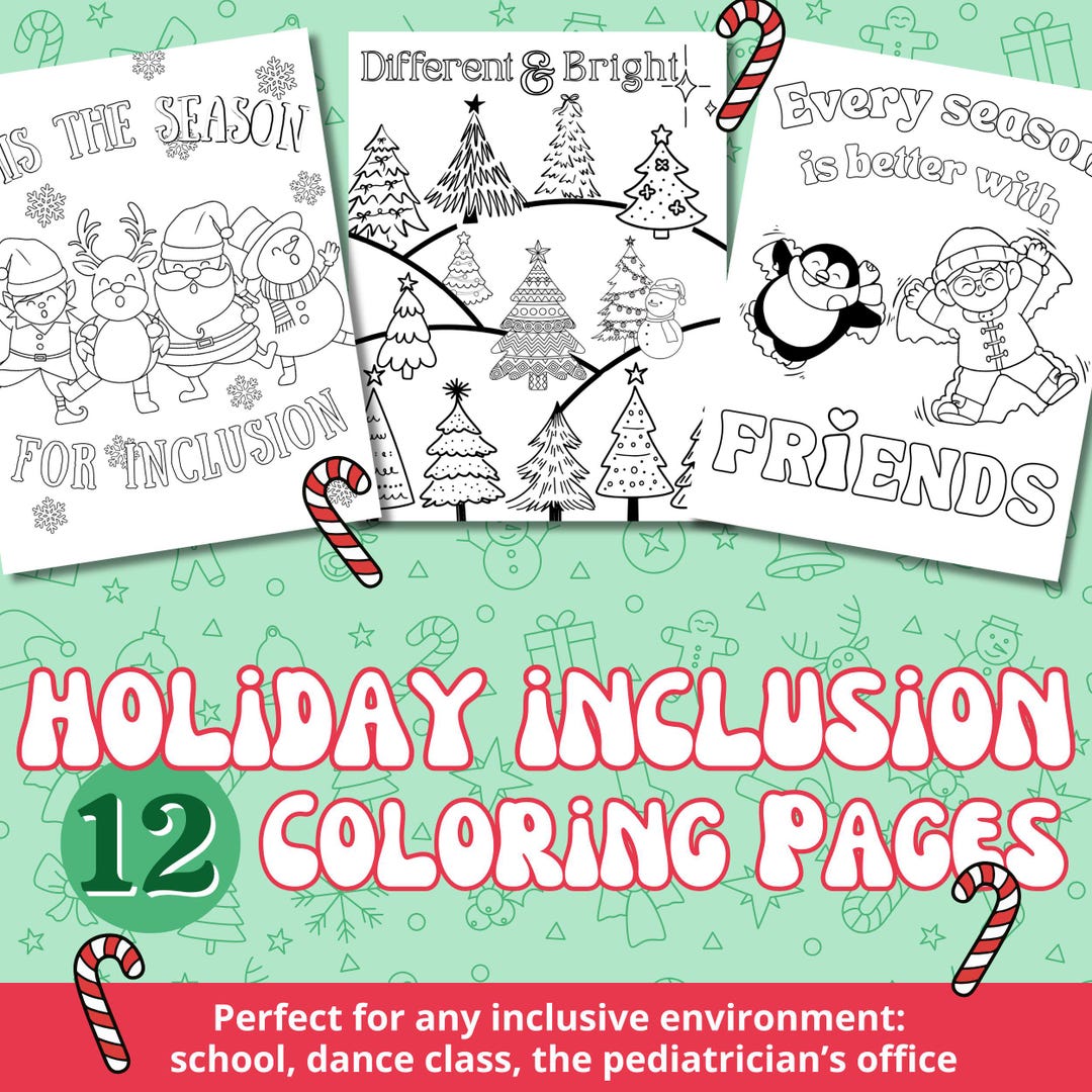 Christmas Inclusion Coloring Pages, Digital Download Holiday Art Pages ...