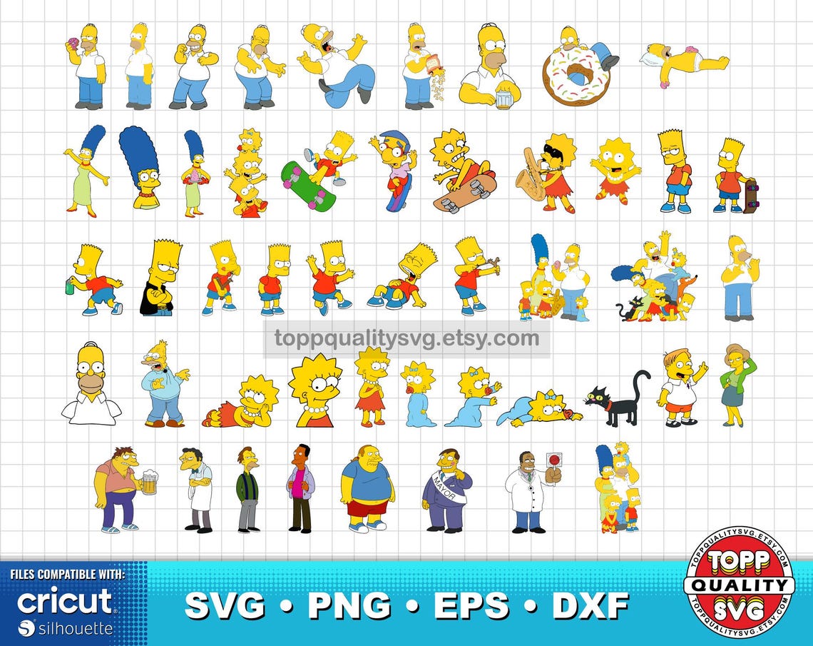 Simpsons 100 Cliparts Bundle: SVG Cut Files for Cricut / Silhouette ...