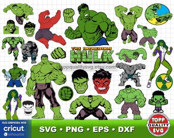 Hulk SVG Bundle Clipart - Svg Png Dxf Eps Pdf - Perfect Cut File for ...
