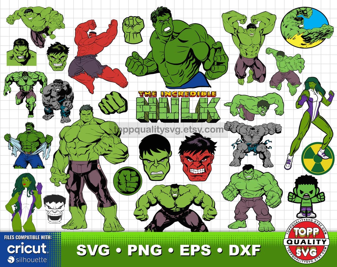 Hulk Clipart Bundle: Superhero SVG Cut Files for Cricut / Silhouette ...