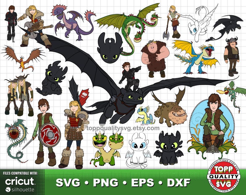 Cartoon Dragon Clipart Bundle: How to Train Your Dragon SVG Cut Files ...