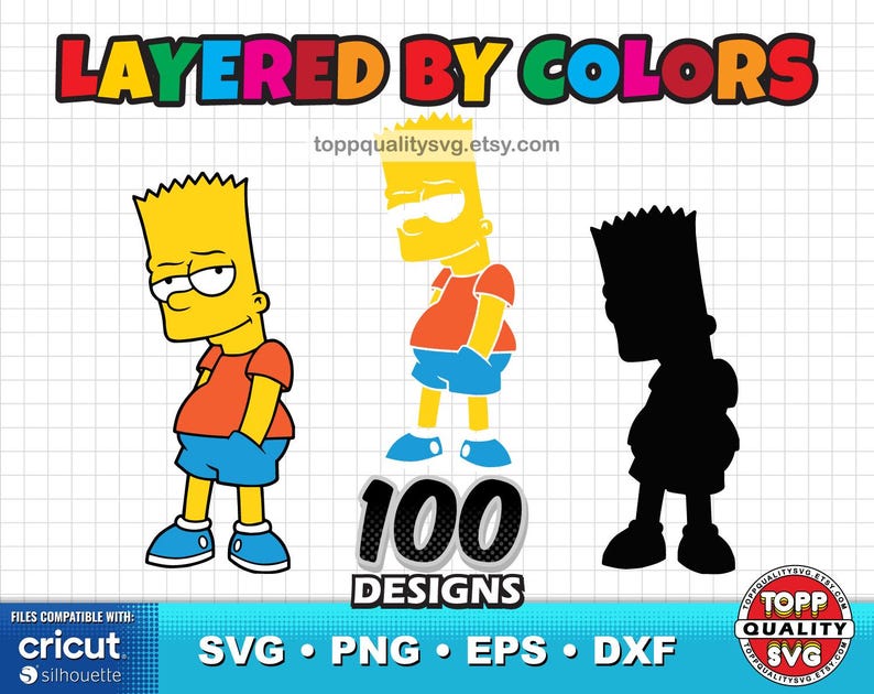 Simpsons 100 Cliparts Bundle: SVG Cut Files for Cricut / Silhouette ...