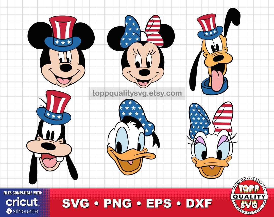 Mickey & Friends 4th of July Clipart Set, Disney SVG for Cricut ...