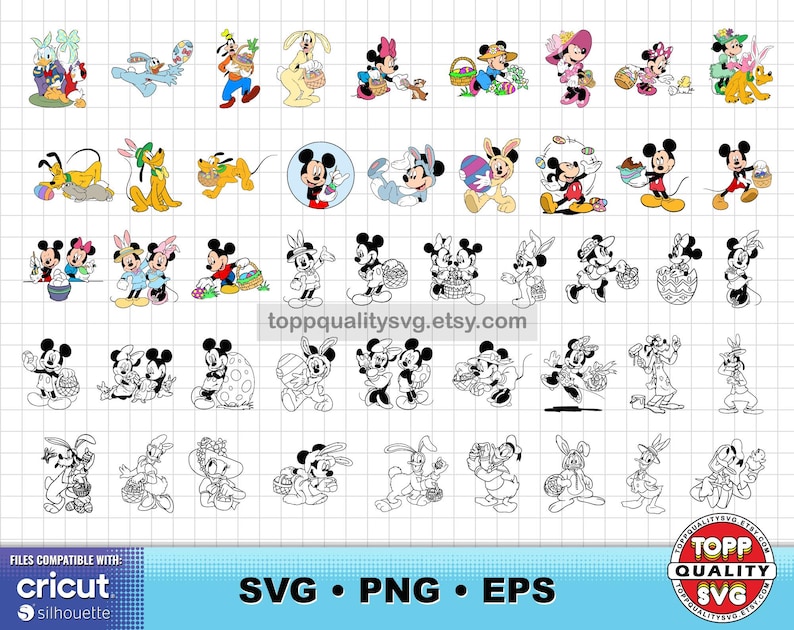 Mickey & Friends Easter 100 Cliparts Bundle: SVG Files for Cricut ...
