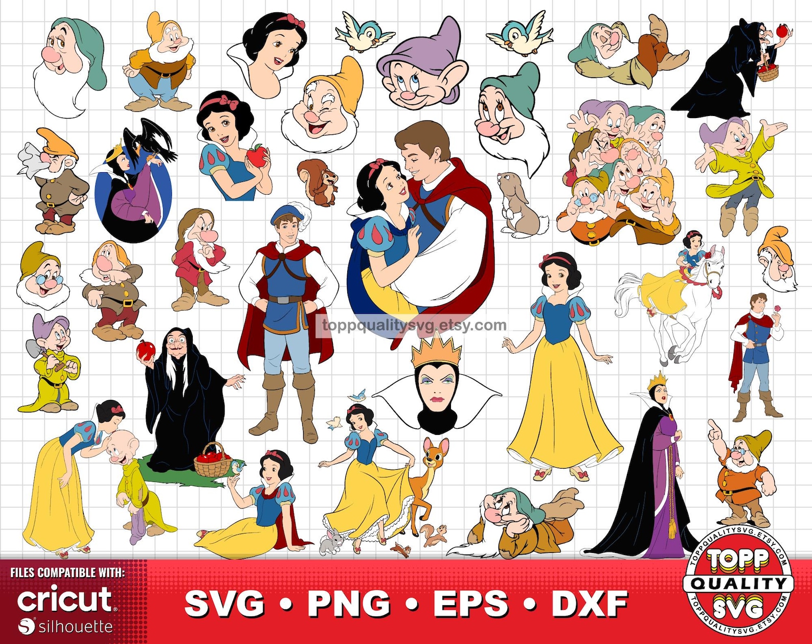 Snow White Clipart Bundle: SVG Cut Files for Cricut / Silhouette (craft ...