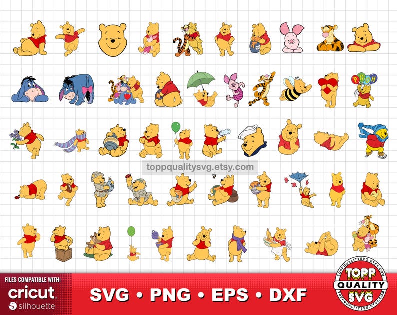 Winnie the Pooh Clipart Bundle: SVG Cut Files for Cricut / Silhouette ...