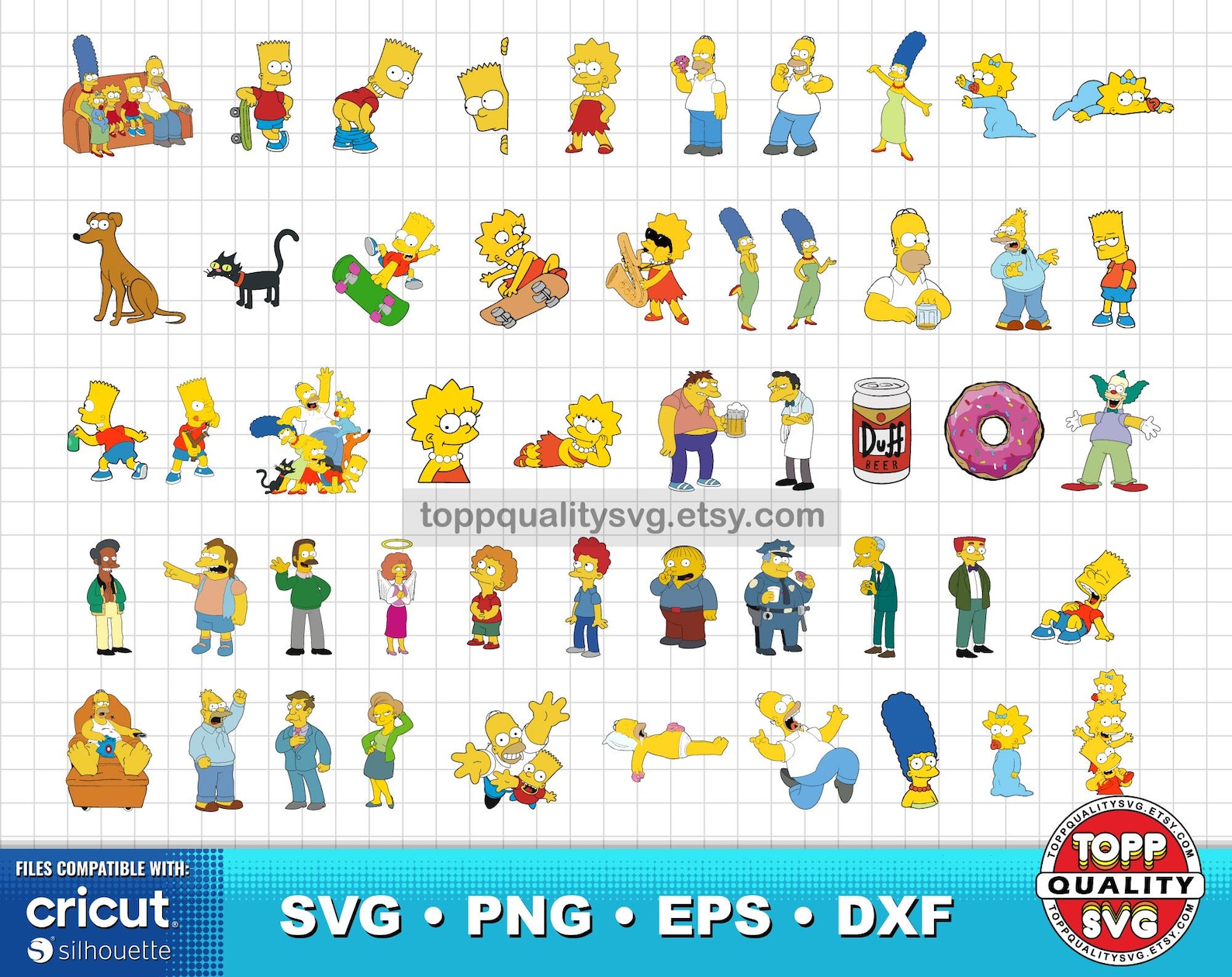 Simpsons Clipart Bundle: SVG Cut Files for Cricut / Silhouette ...