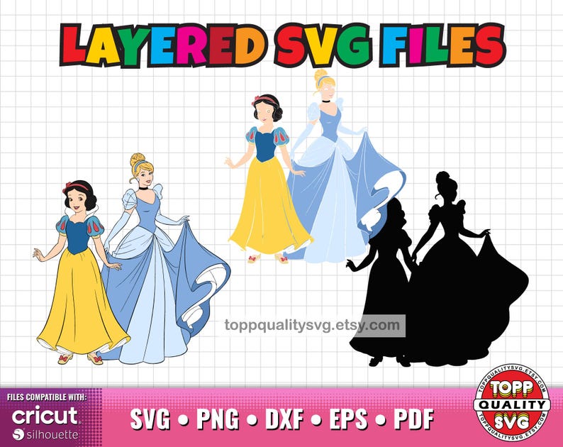 Classic Princesses Clipart Set, Printable Craft Supply, Princess Svg ...