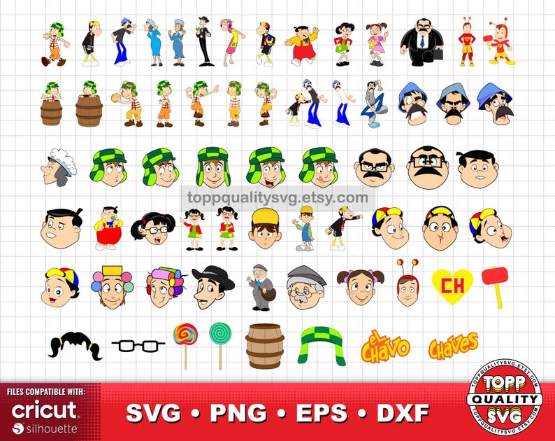El Chavo Del Ocho 100 Cliparts Bundle: SVG Files for Cricut/silhouette ...
