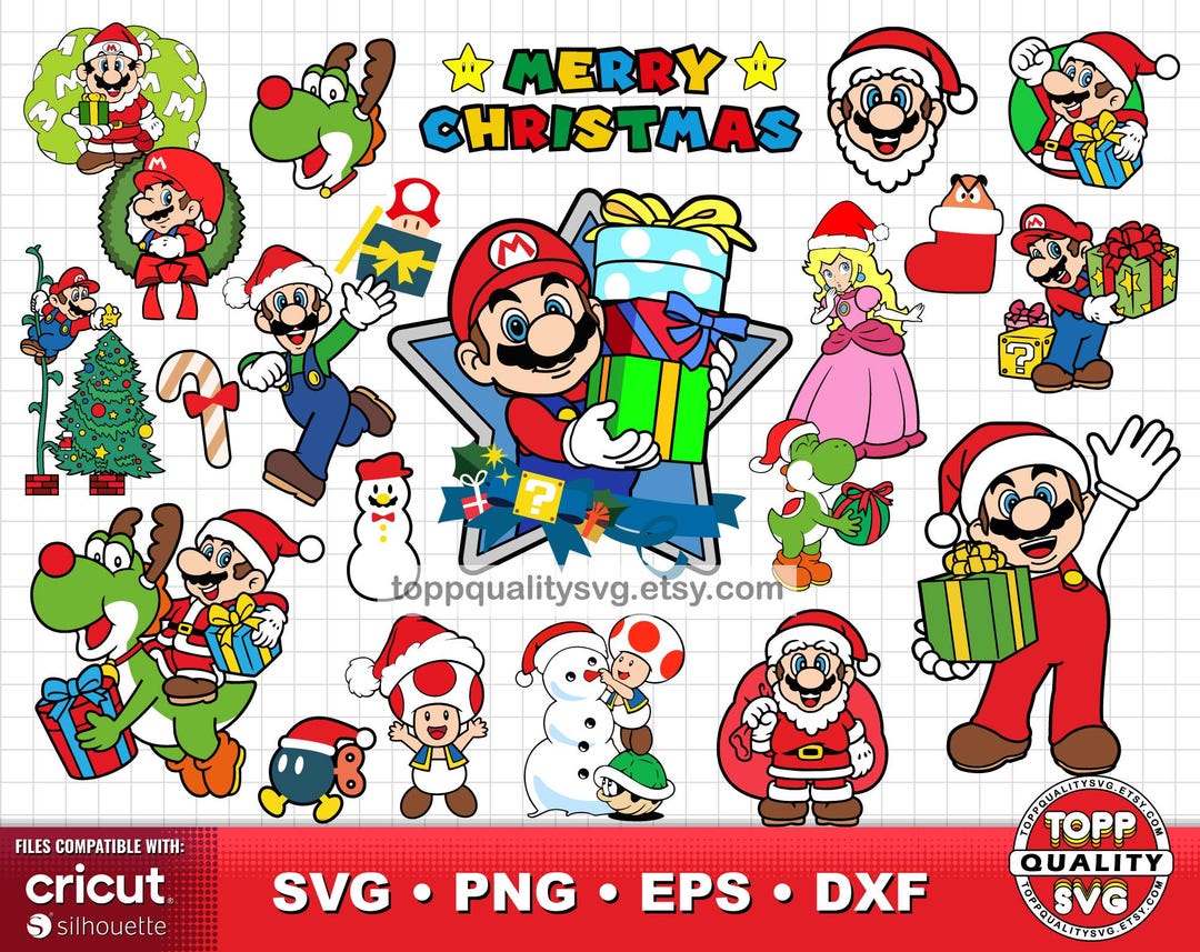 Super Mario Christmas Clipart Bundle: SVG Cut Files for Cricut ...