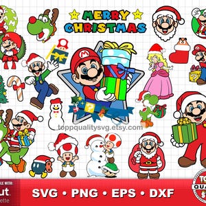Super Mario Christmas Clipart Bundle: SVG Cut Files for Cricut ...