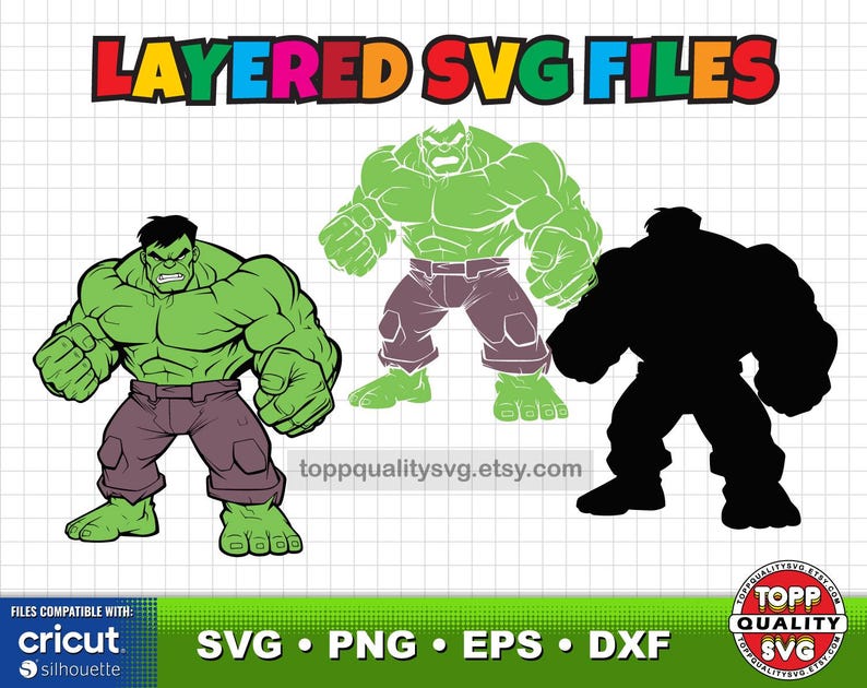 Hulk Clipart Bundle: Superhero SVG Cut Files for Cricut / Silhouette ...