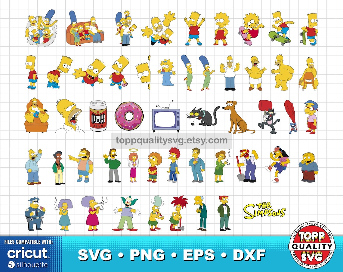 Simpsons 100 Cliparts Bundle: SVG Cut Files for Cricut / Silhouette ...