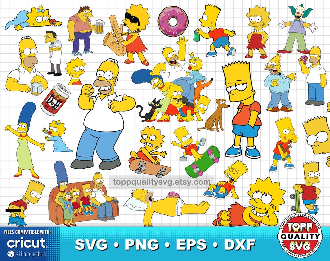 Simpsons Clipart Bundle: SVG Cut Files for Cricut / Silhouette ...