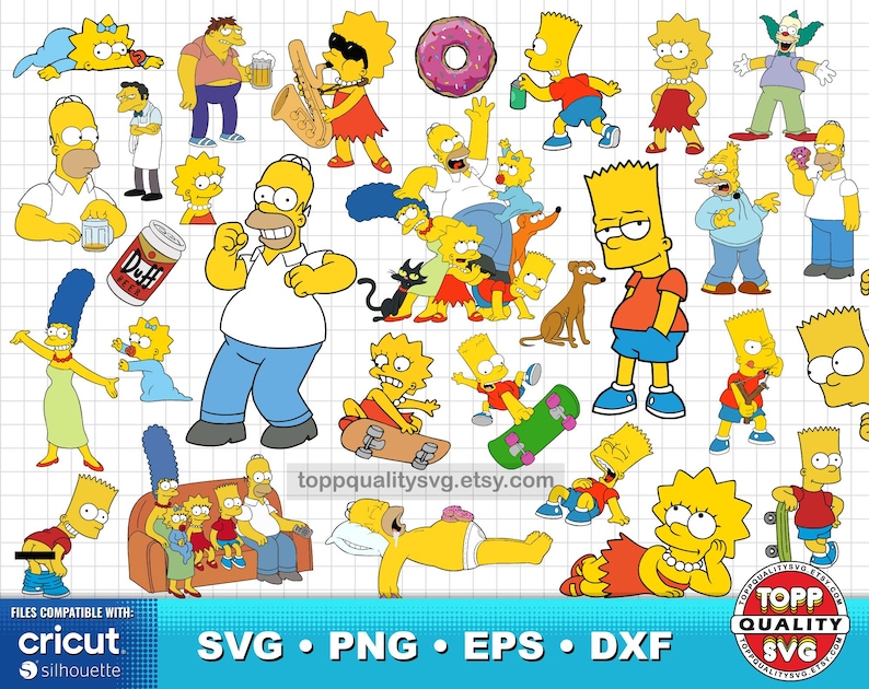 Simpsons Clipart Bundle, Printable Craft Supply, Simpsons Svg Cut Files ...