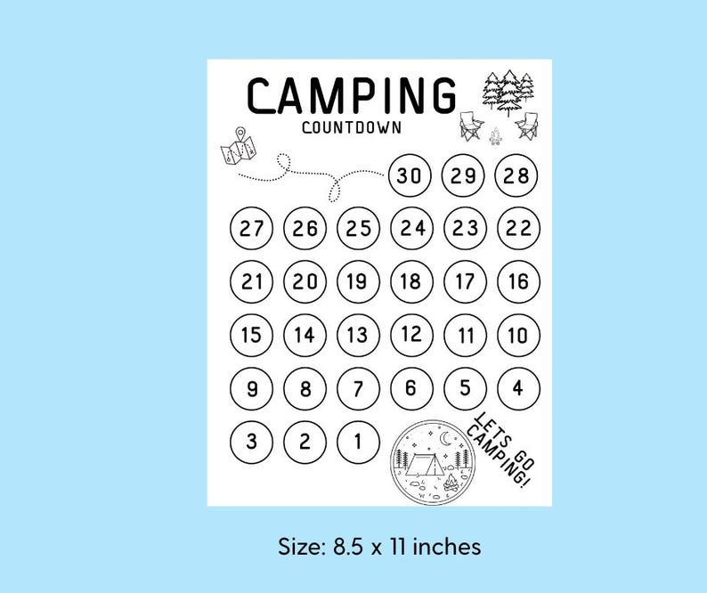 Camping Countdown Printable: Family Adventure Activity (digital ...