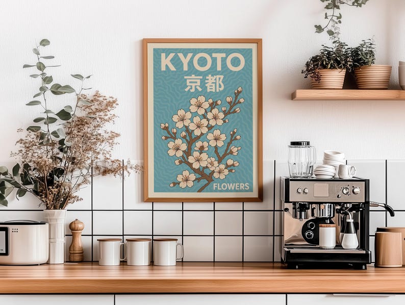 Minimalist Japanese Cherry Blossom Art Print - Kyoto Sakura Flower ...