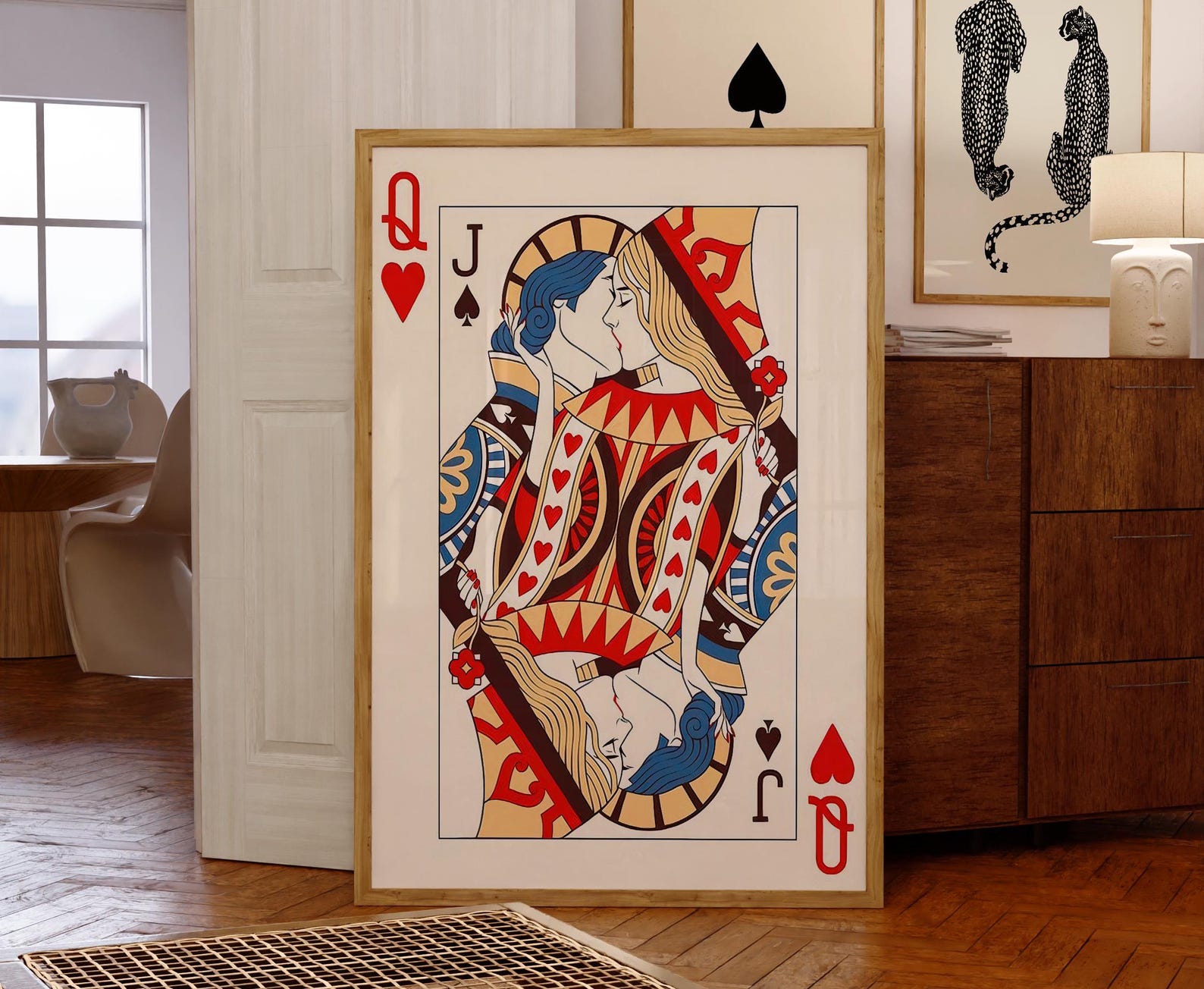 Royal Romance: Vintage Queen & Jack Playing Card Art Print - Casino ...