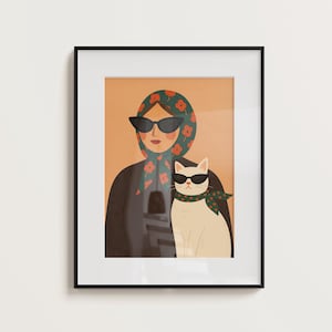 Retro Cat Lady Art Print: Vintage-inspired Wall Decor for Feminist ...