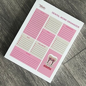 Dental of Notepad, Tooth Notepad, Teeth Notes, Notepad for Hygienist ...