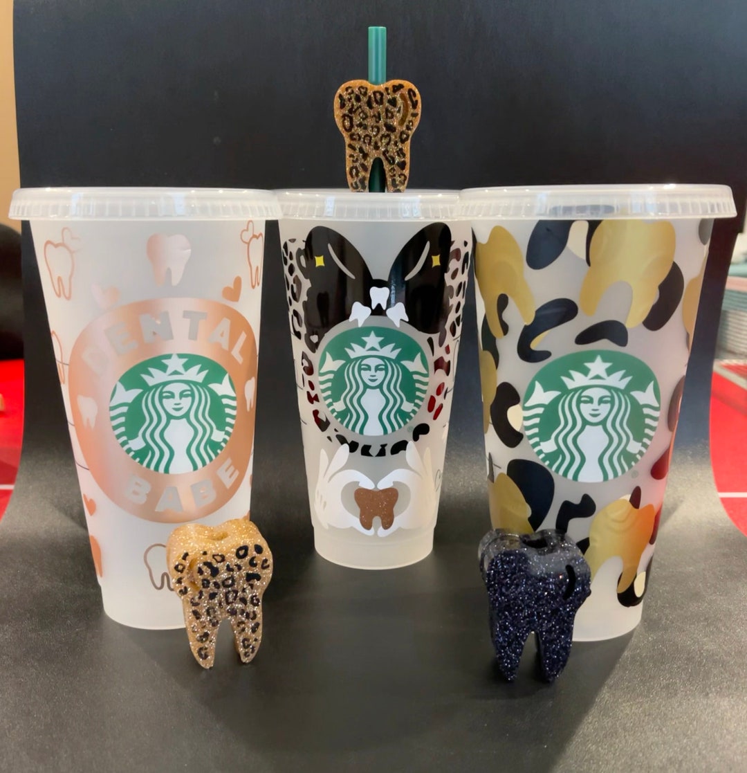 Cheetah Tooth Cup With Straw Tooth, Custom Dental Mug, Dentist Coffee ...