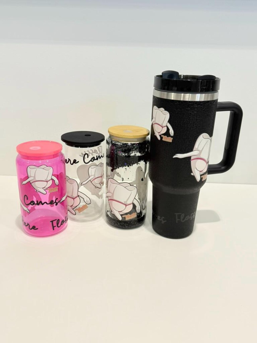 Mrs Flossy Tumblers, Dental Glasses | Custom Libby Glasses, Tooth ...