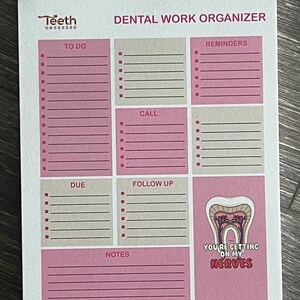 Dental of Notepad, Tooth Notepad, Teeth Notes, Notepad for Hygienist ...