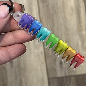 Rainbow Tooth Dental Keychain, Tooth Keychain, Dentist Keychain, Tooth ...