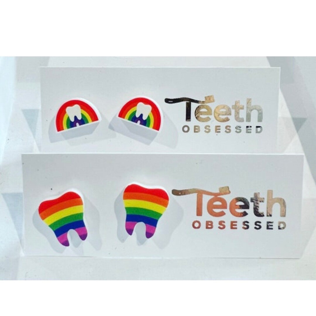Rainbow Tooth Earrings, Dental Earrings, Teeth Earrings, Tooth Jewelry ...