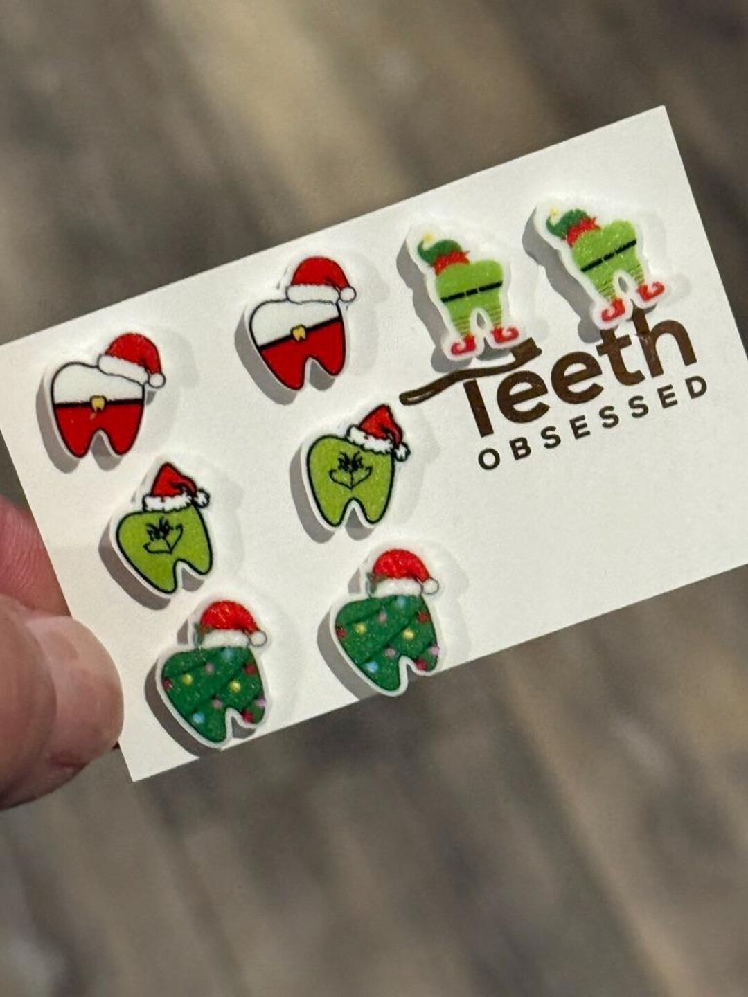 Christmas Tree Tooth Earrings, Santa Teeth Earrings, Grinch Earrings ...