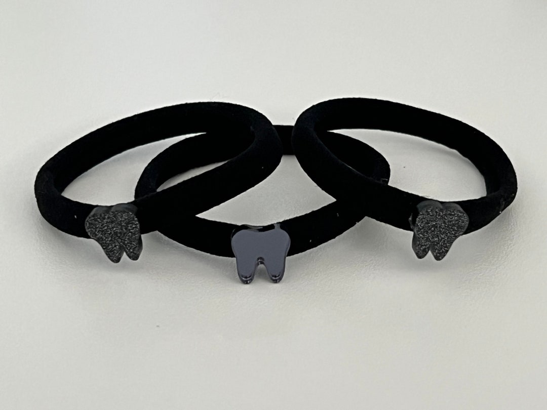 Black Tooth Hair Ties, Dental Hair Tie, Hair Accessories, Tooth ...