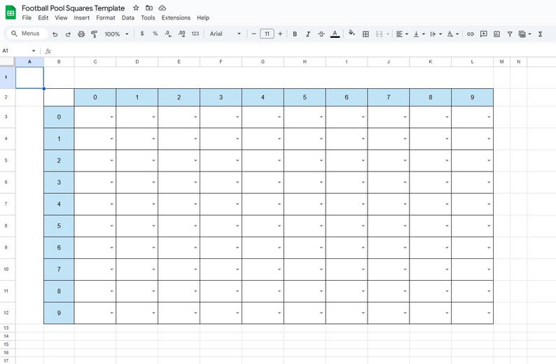 Football/basketball Squares Template Google Sheets - Etsy