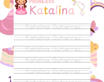 Custom Tracing Name Worksheets | Fairy Tale Collection | Princess ...