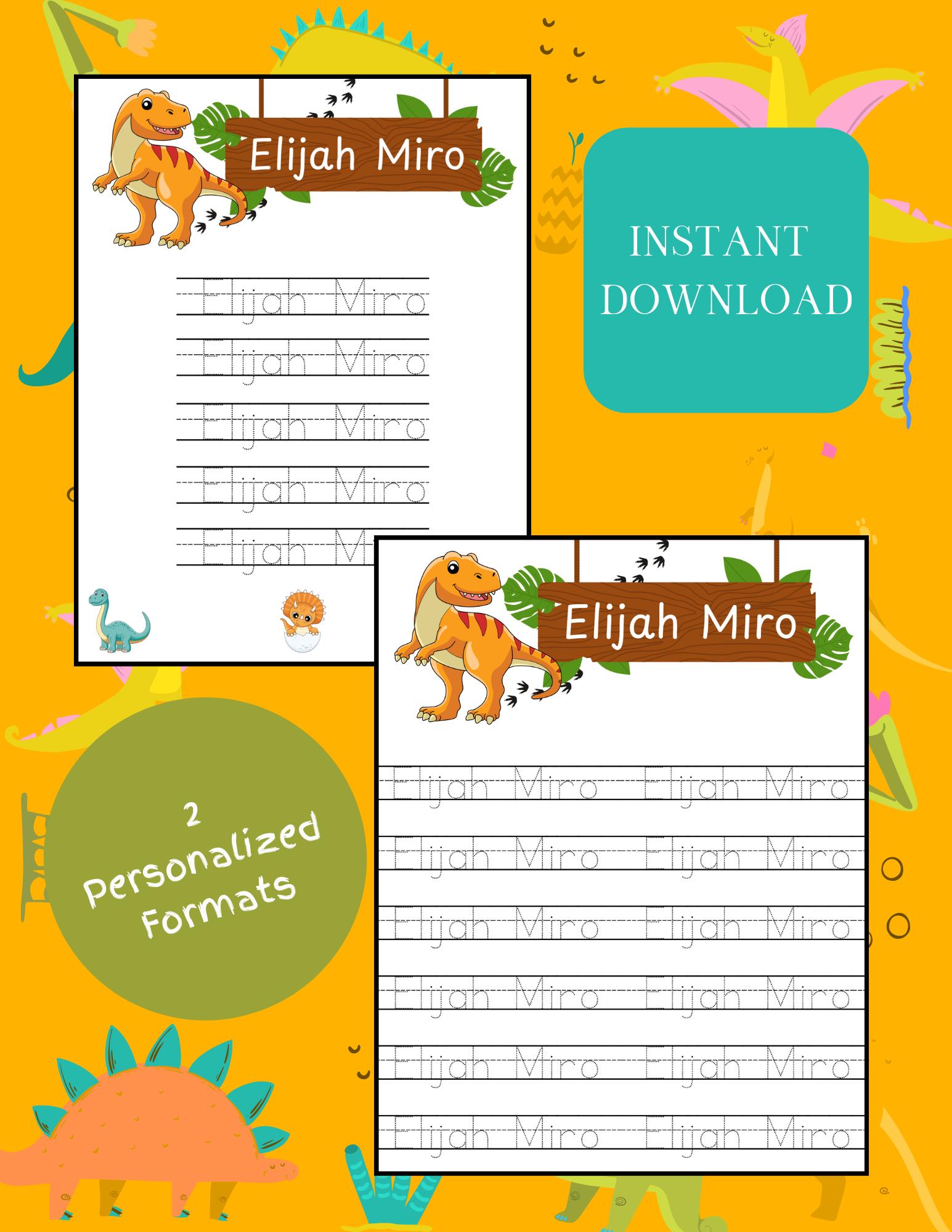 Dinosaur Name Tracing Template // Personalized - Etsy