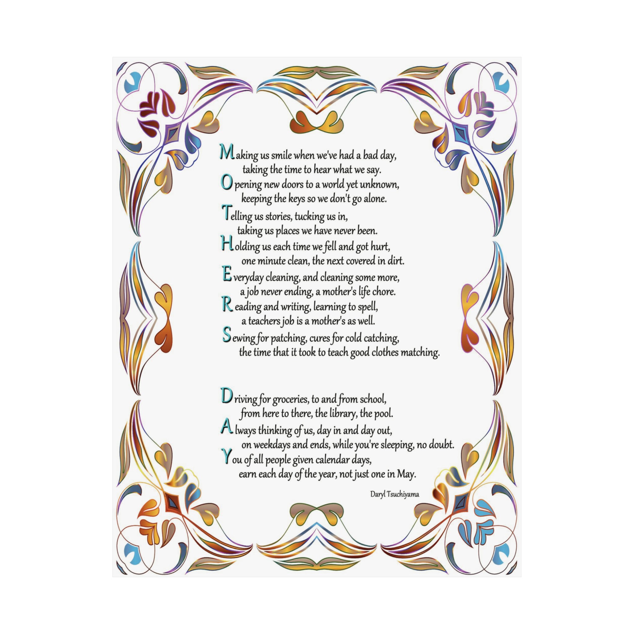 Love "the Letters of Mothers Day" Poem Poster, 11x14 - Etsy