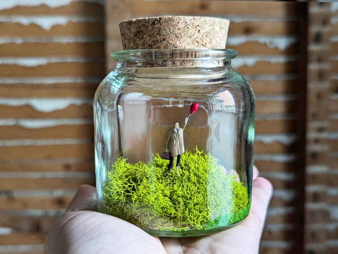 Man With Balloon Miniature Terrarium by Sbmathieu - Etsy