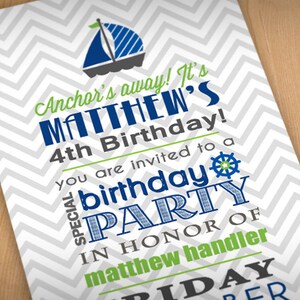 NAUTICAL 8X10 Party Signs in Navy Blue and Lime Green Instant - Etsy