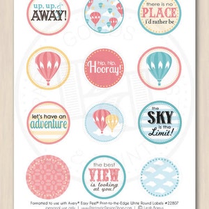 HOT AIR BALLOON Baby Shower Party Circles & Cupcake Toppers in Coral ...