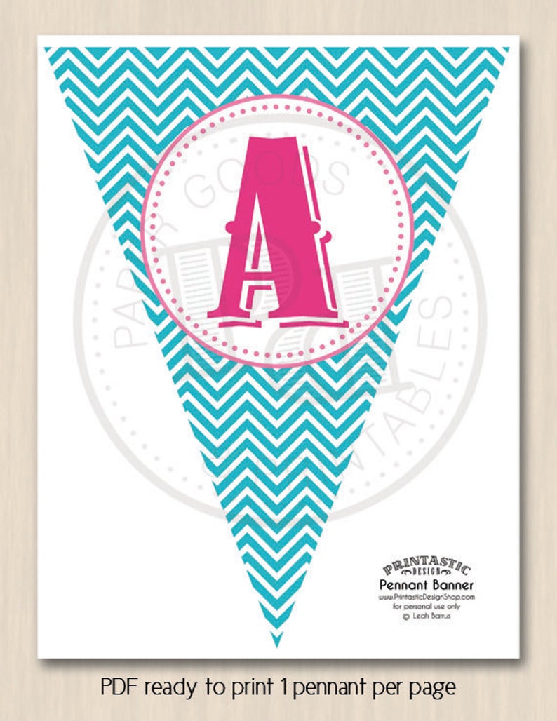 DIY BANNER in Pink and Turquoise Teal Chevrons Instant - Etsy