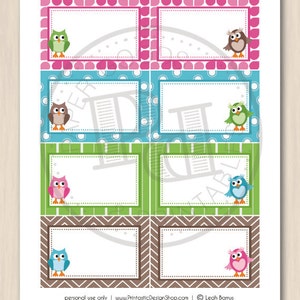 OWL Blank Labels and Tags in Pink and Teal- Instant Printable Download ...