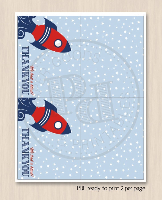 ROCKET Thank You Card in Navy and Red Instant Printable | Etsy